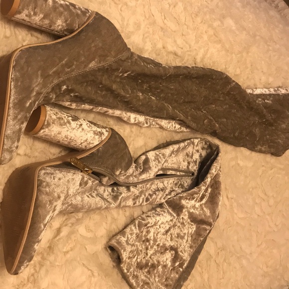 GoJane | Shoes | Julia Grey Velvet Thigh High Boots | Poshmark
